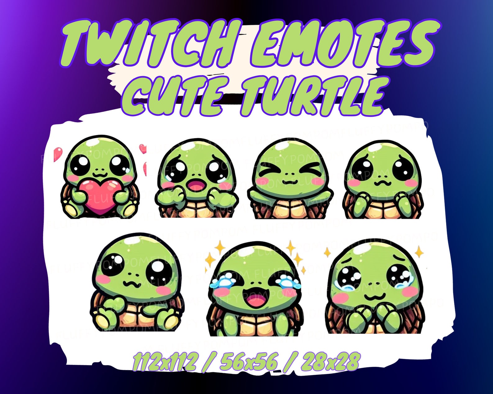 7 SUPER CUTE TURTLE Emote Set for Twitch/discord/youtube, Kawaii Cute ...