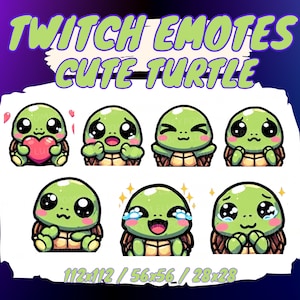 7 SUPER CUTE TURTLE Emote Set for Twitch/discord/youtube, Kawaii Cute ...