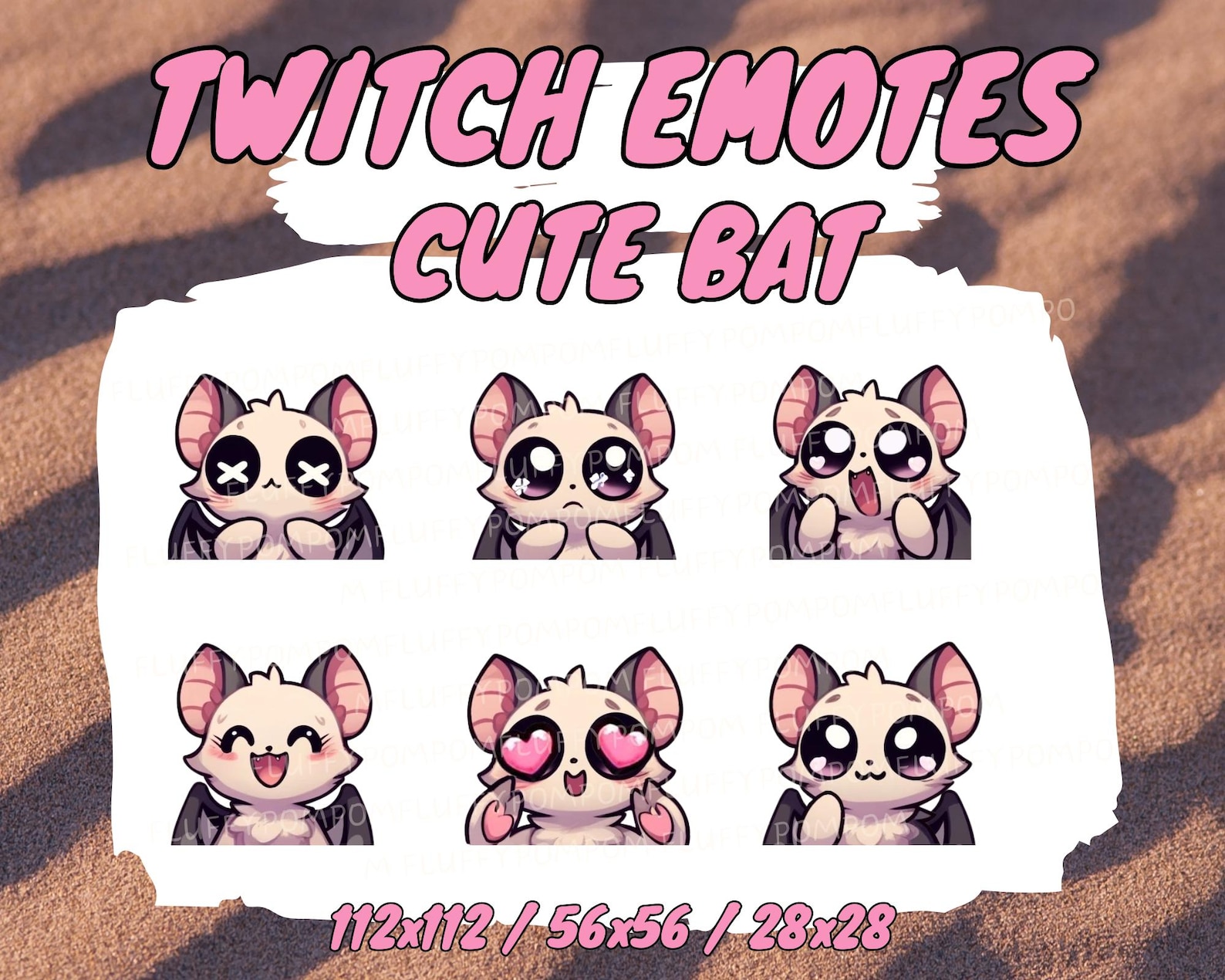 6 CUTE BAT Emotes for Twitch/discord/youtube, Kawaii Cute Animal Gamer ...