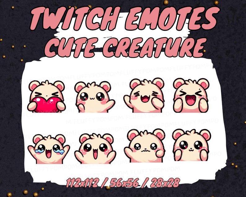 8 CUTE CREATURE Emotes for Twitch/discord/youtube, Kawaii Cute Animal ...