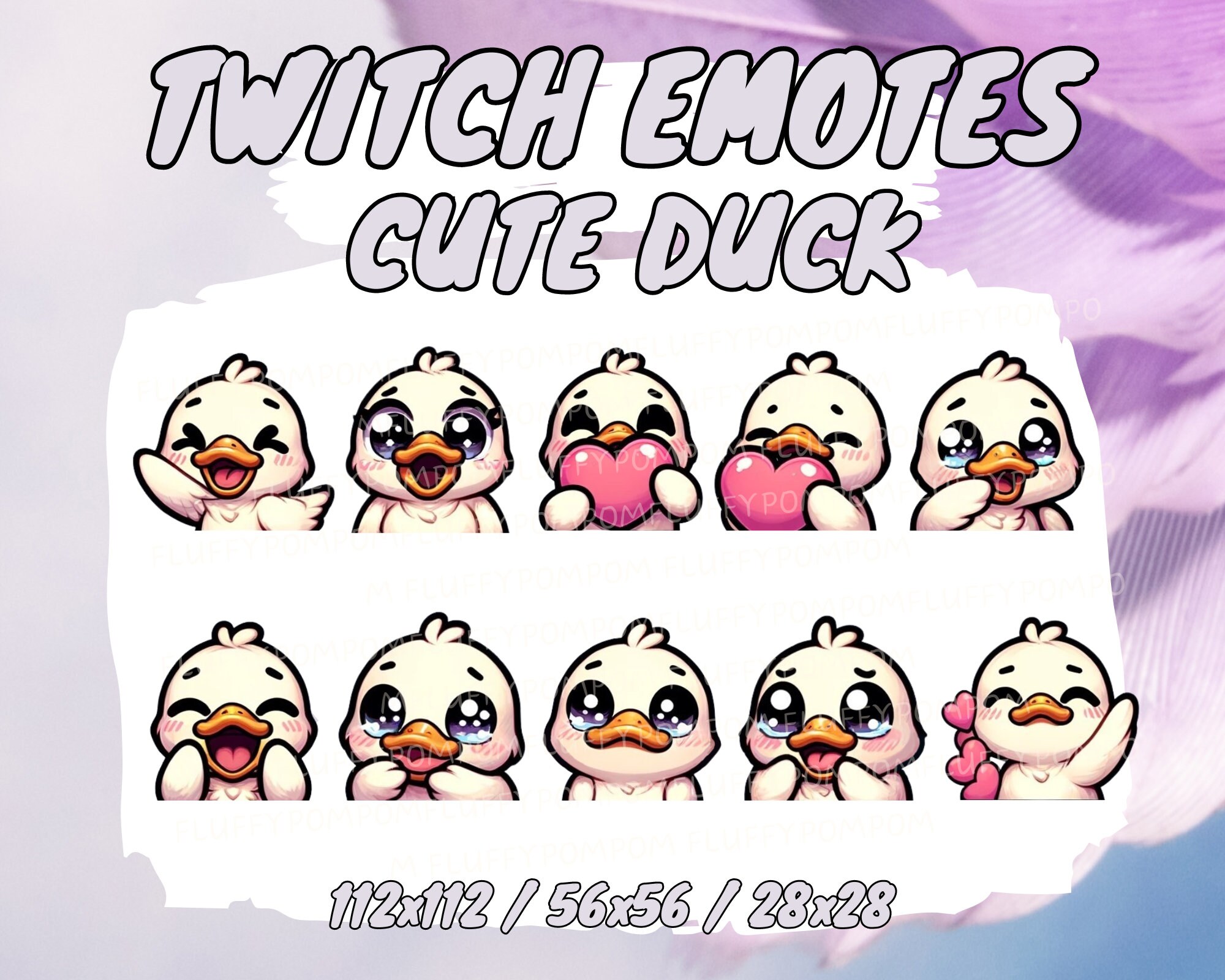 10 CUTE DUCK Emotes for Twitch/discord/youtube, Kawaii Cute Animal ...