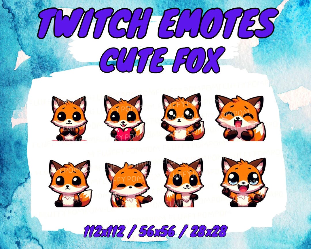 8 CUTE FOX Emotes for Twitch/discord/youtube, Kawaii Cute Animal Gamer ...