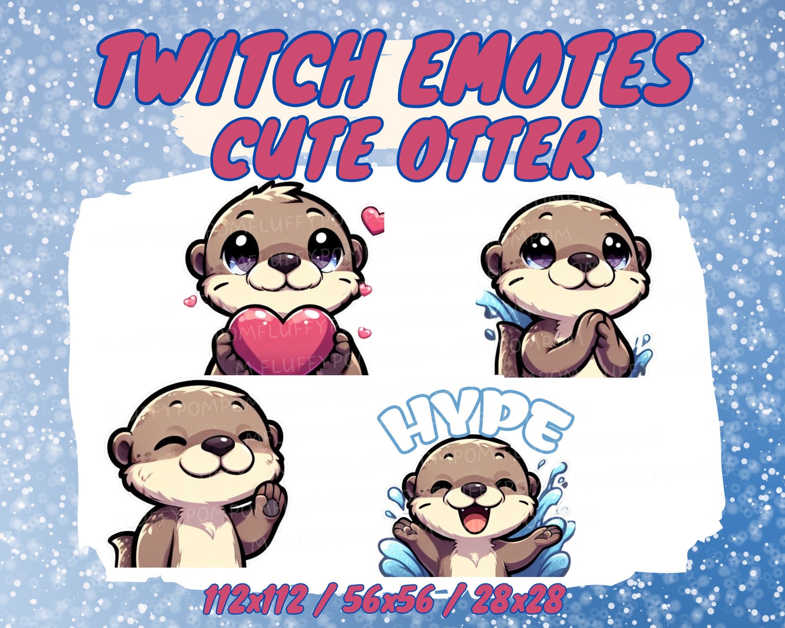 4 CUTE OTTER Emotes for Twitch/discord/youtube, Kawaii Cute Animal ...