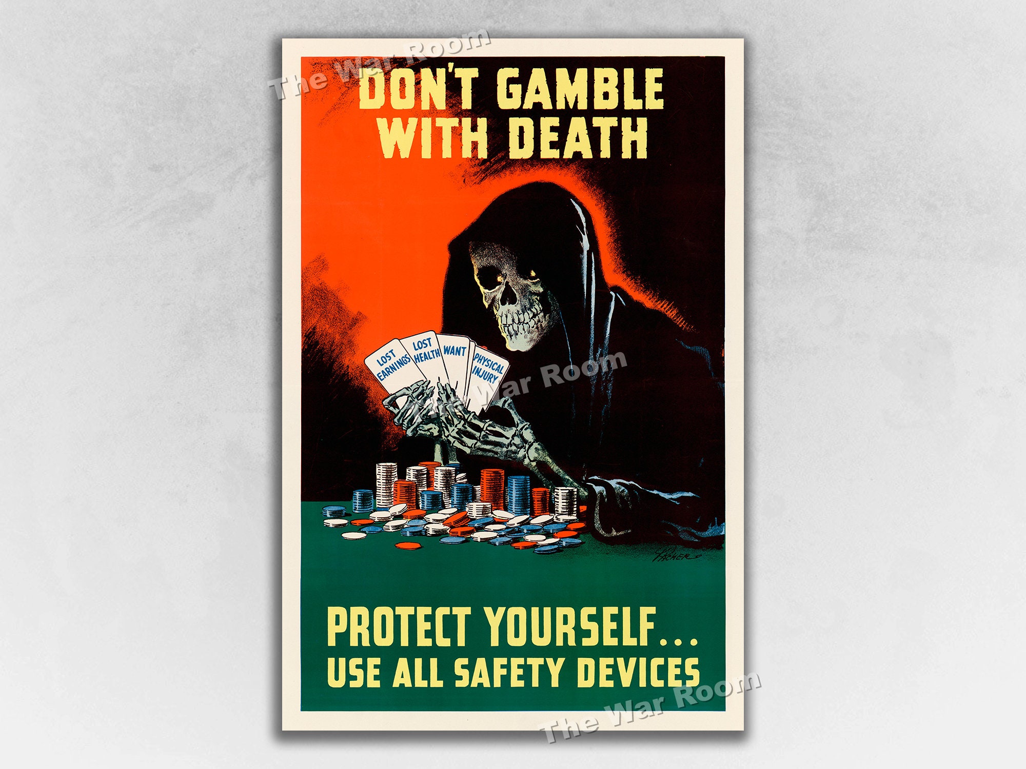 1940s Don't Gamble With Death Vintage WW2 Era Safety Poster - Etsy