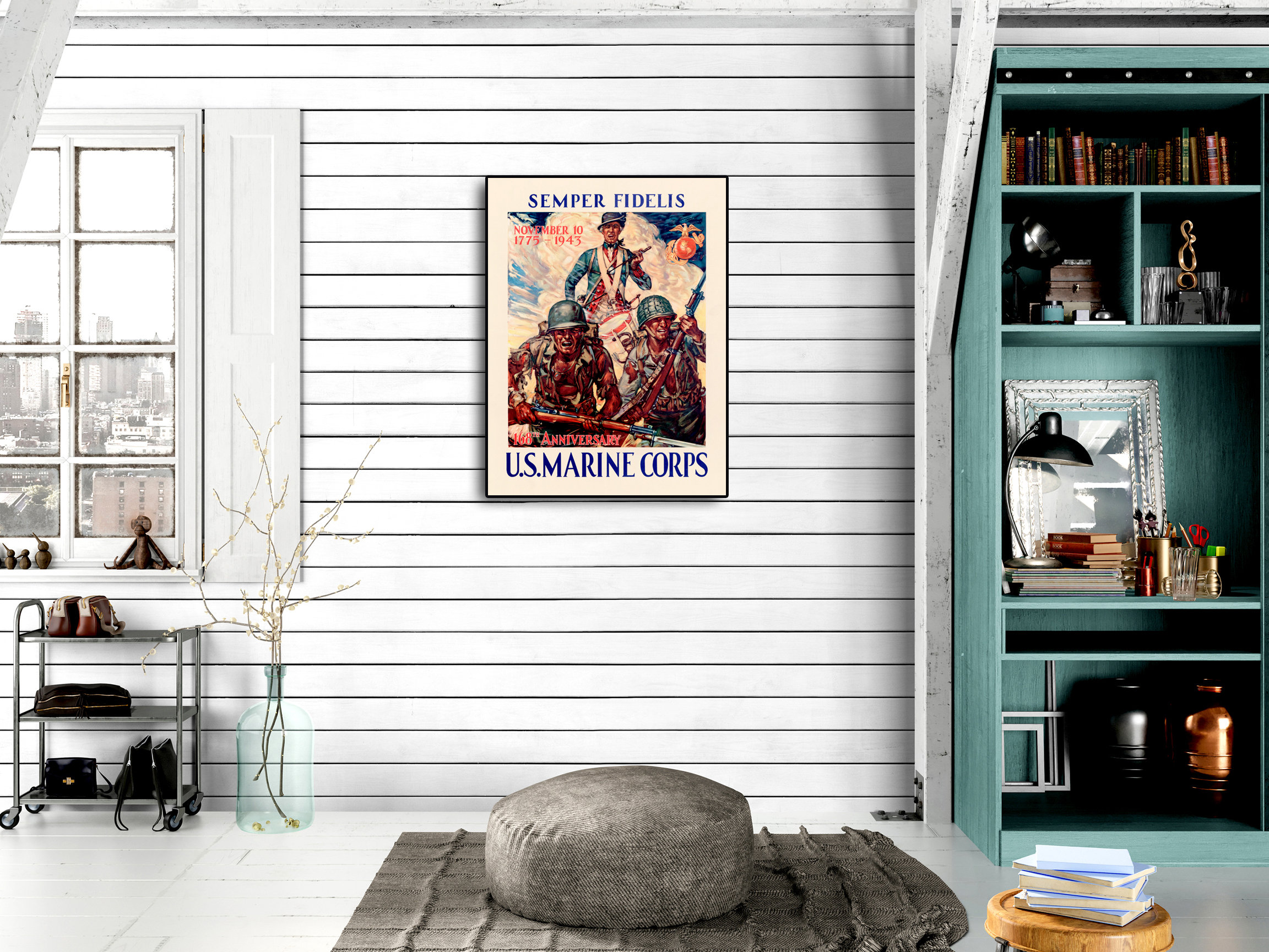1943 Semper Fidelis - U.S. Marine Corps Vintage Style WW2 Poster - Etsy