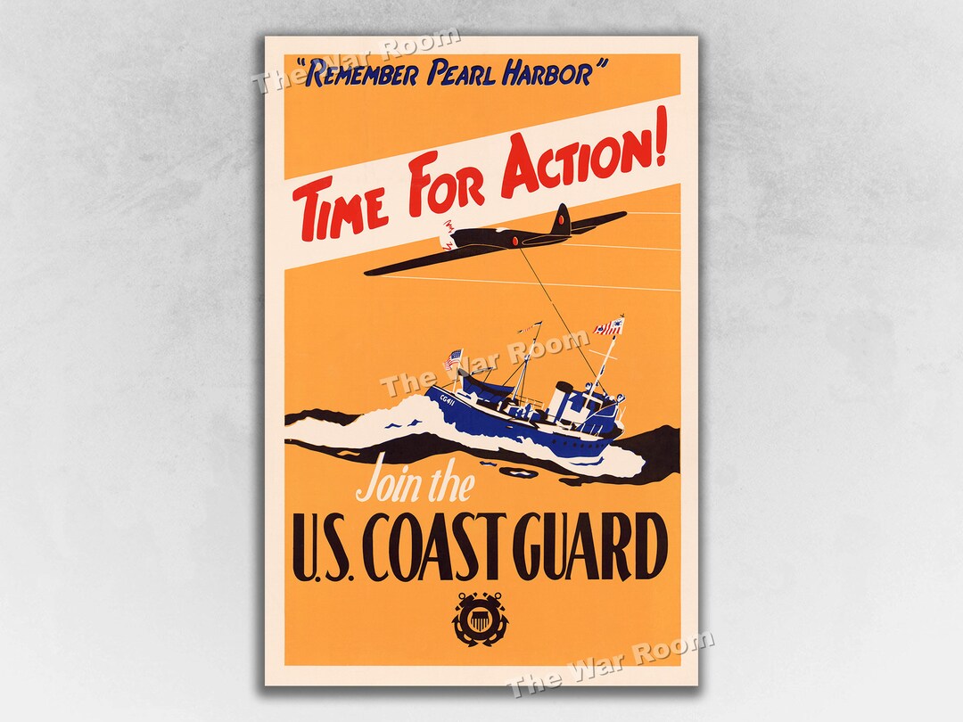 Join the US Coast Guard - Time for Action - WW2 Coast Guard Recruiting ...