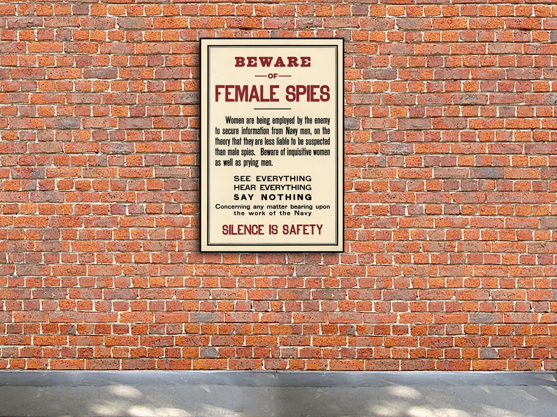Beware Female Spies! Silence! Unusual 1915 WW1 Espionage Poster - Etsy
