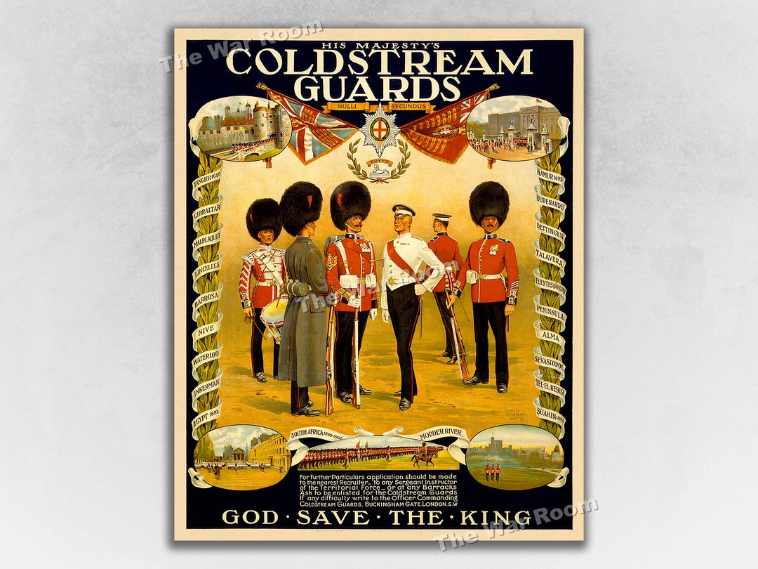 His Majesty's British Coldstream Guards - 1914 World War 1 Era Poster ...
