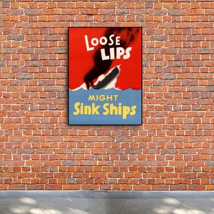 1940s “loose Lips Sink Ships” WWII Historic Propaganda War Poster - Etsy