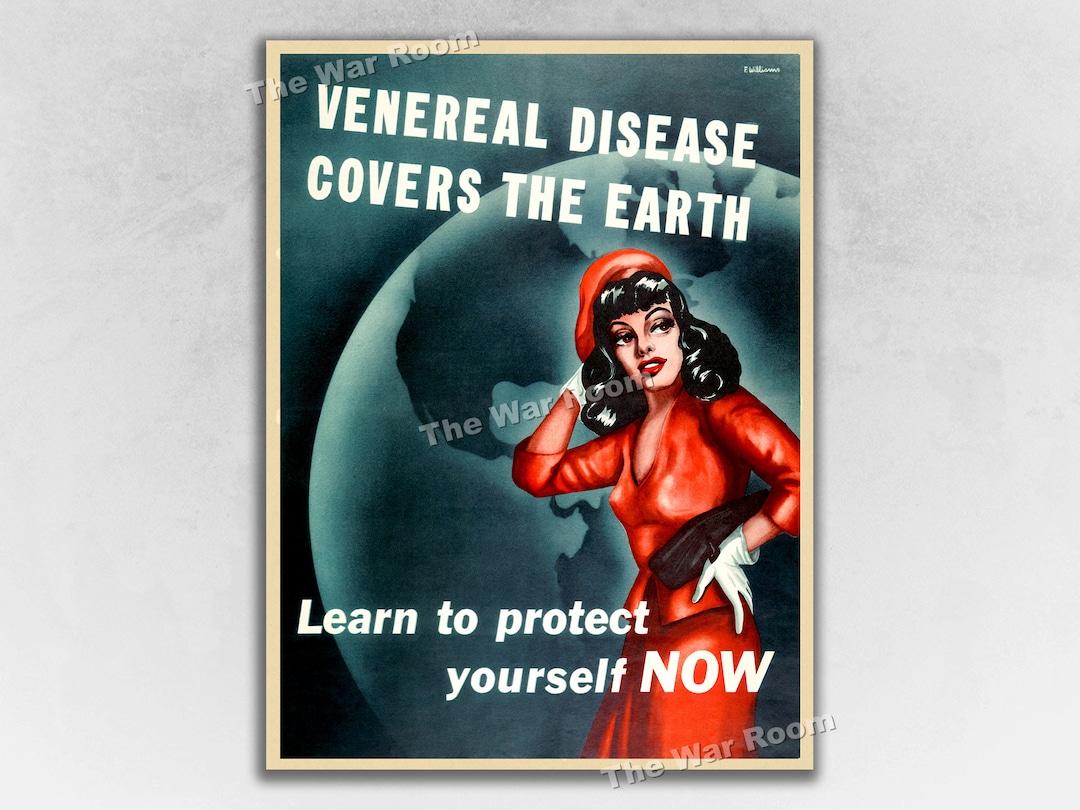 1942 Venereal Disease Covers the Earth - Vintage Style WW2 Army VD ...