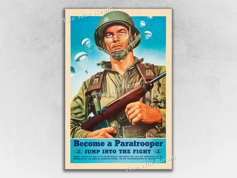 1940s WW2 Become a Paratrooper Army Airborne Recruitment Poster - Etsy