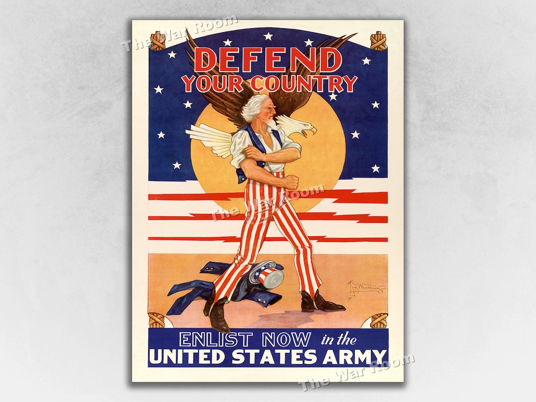 Defend Your Country - Uncle Sam 1940s Vintage Style WW2 War Recruiting ...