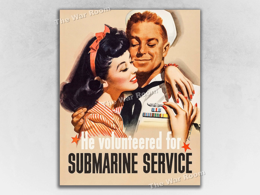 1944 "submarine Service" US Navy Vintage Style WWII Recruiting Poster ...