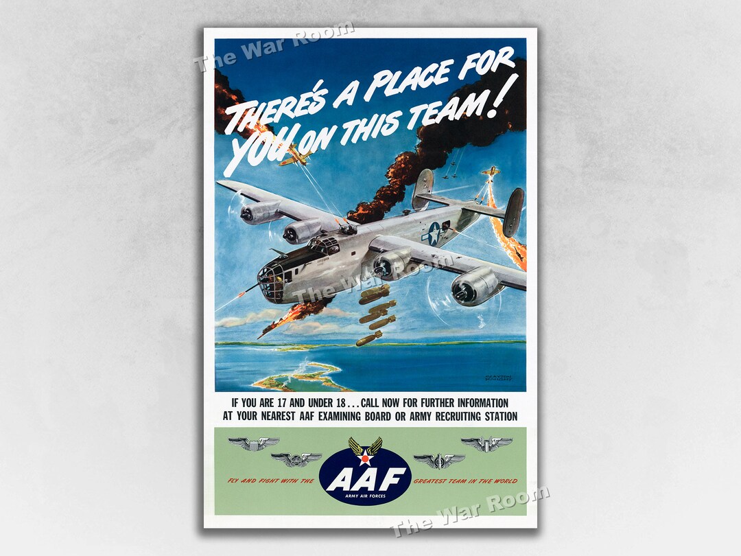 1944 WW2 Army Air Force Recruiting Poster - "there's a Place for You on ...
