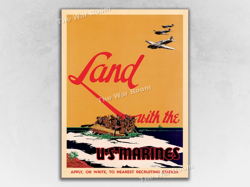 Land With the Marines 1942 WW2 Marines Recruiting Poster - Etsy