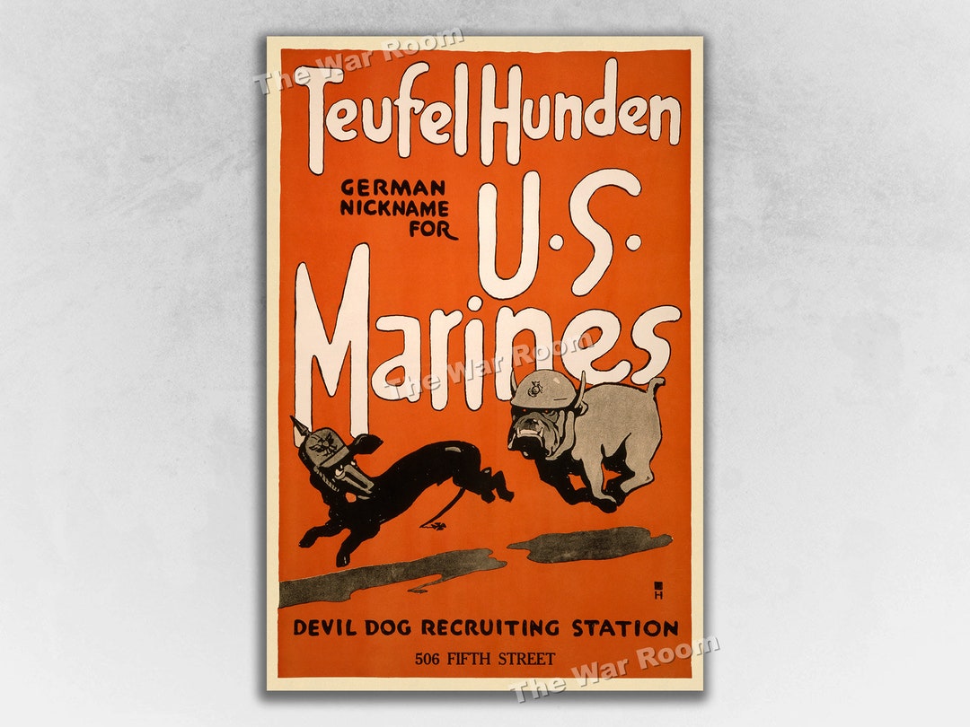 Devil Dog US Marines - 1917 WWI US Marines Recruiting Poster - Etsy