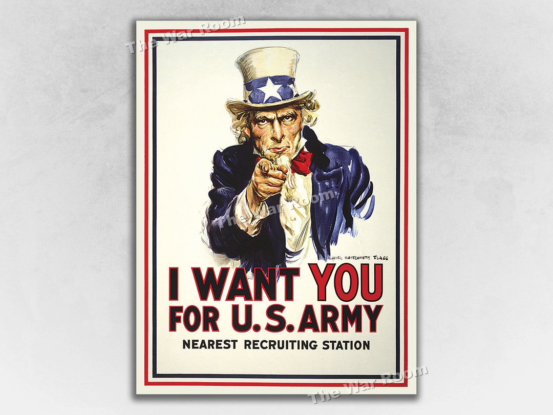 Uncle Sam "i Want You" 1917 World War I Recruiting Poster - Etsy