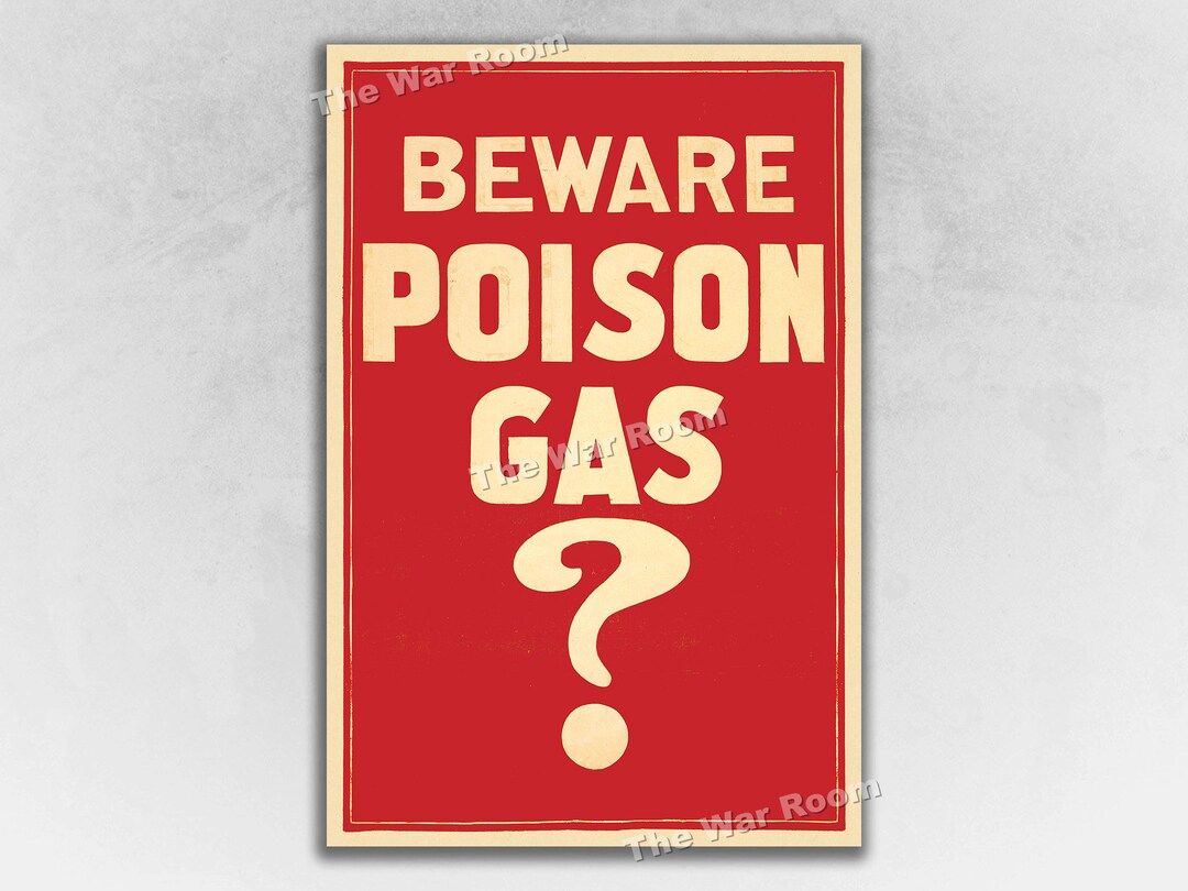 1917 "beware: Poison Gas?" WWI Unusual Vintage Style Danger Safety ...