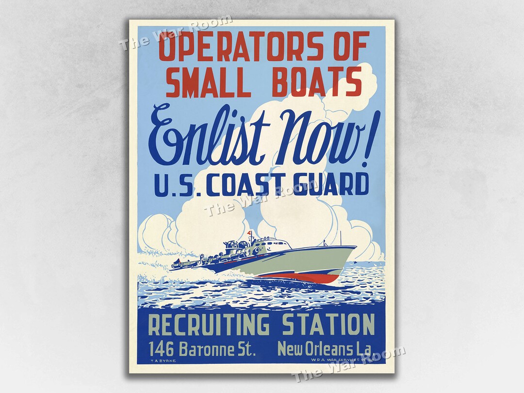 1942 Enlist in the US Coast Guard - WW2 Home Front Recruiting Poster - Etsy