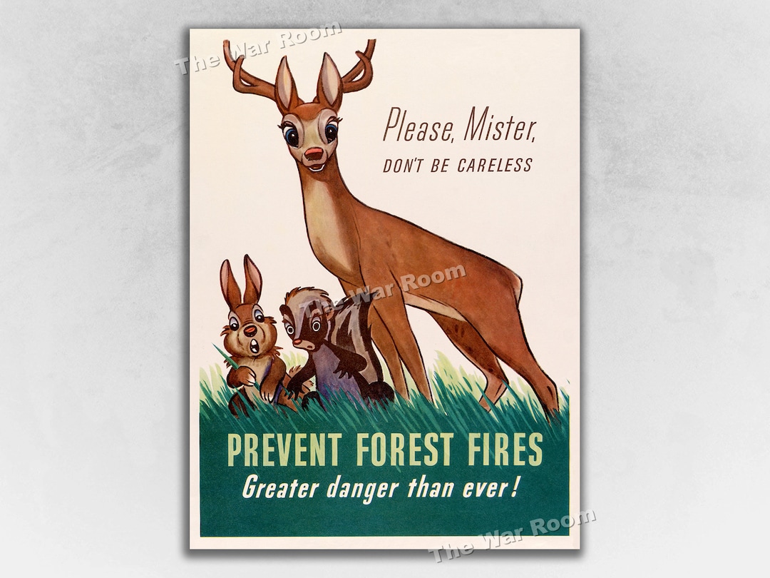 1943 "please Prevent Forest Fires” - Vintage WW2 Era Poster - Etsy