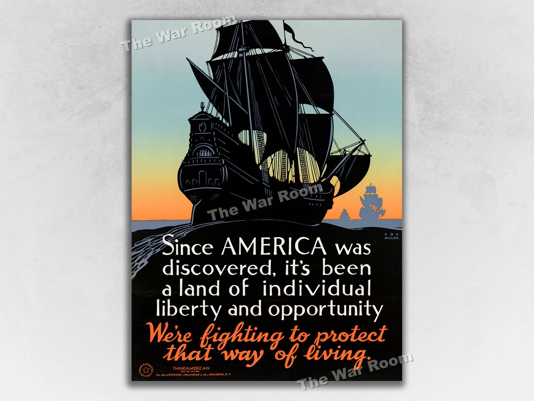 1943 “america - the Land of Liberty and Opportunity" - WW2 Era Think ...