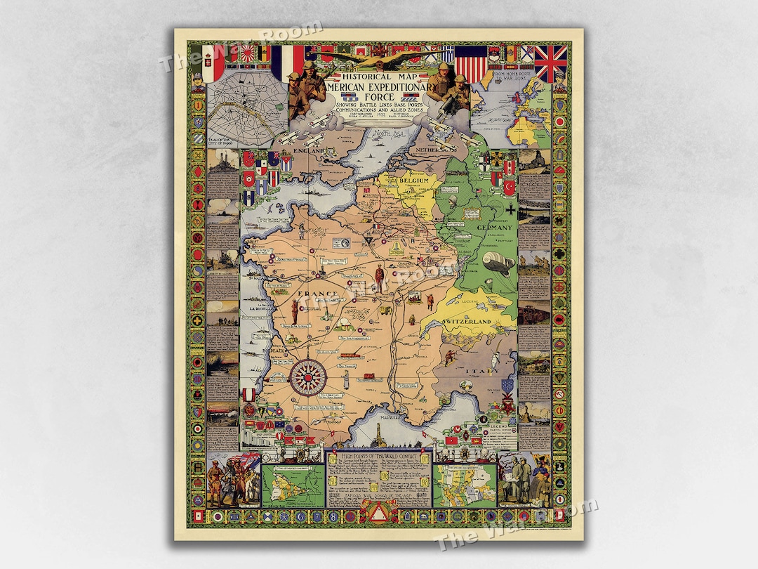 Historical Battle Map of World War I - 1932 Vintage WW1 Conflict Map - Etsy