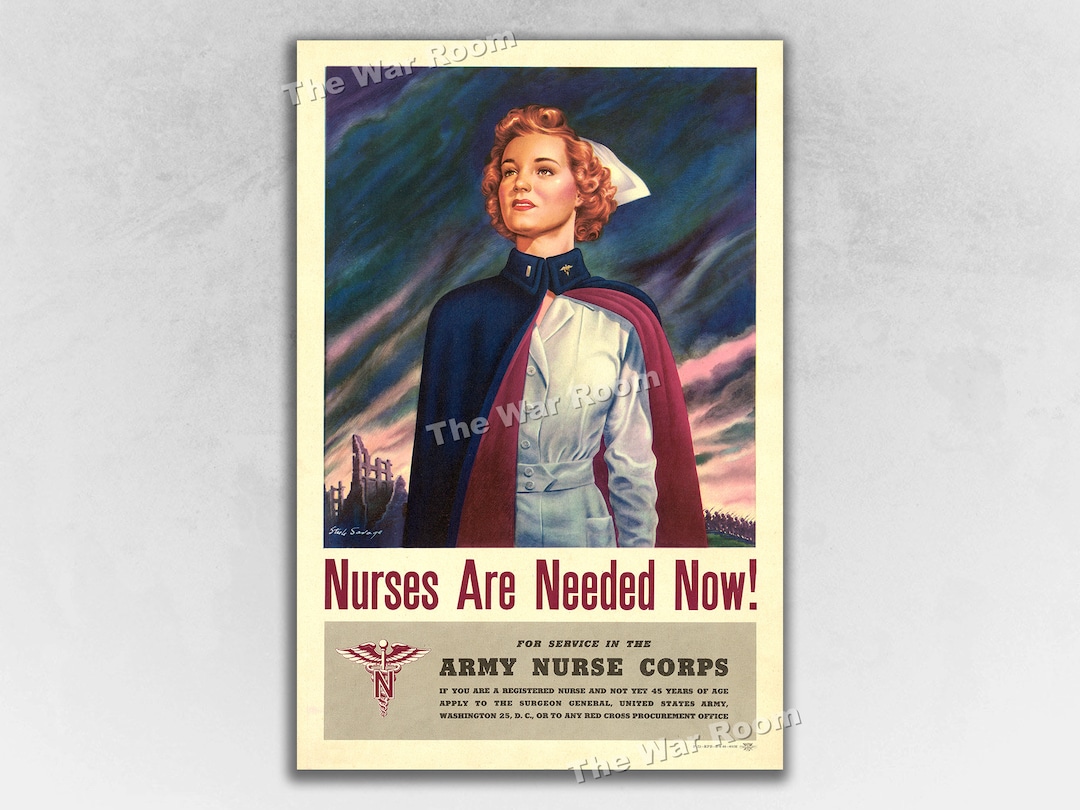 Army Nurse Corps 1944 Vintage Style WWII Nursing Poster - Etsy