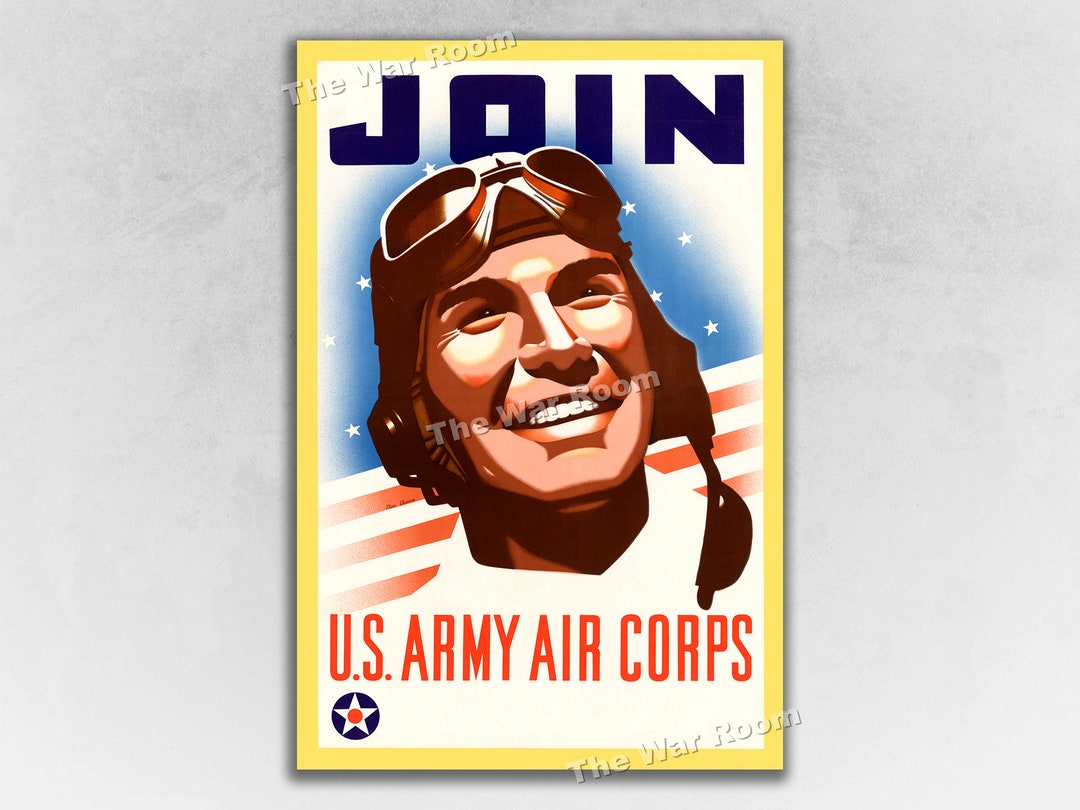 1942 WW2 Army Air Force Recruiting Poster - Join the US Army Air Corps ...