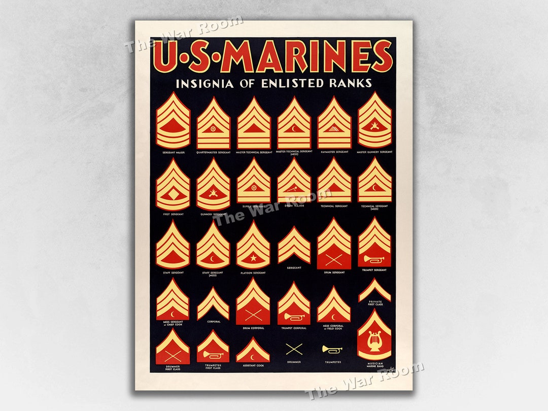 1940s Insignia of Enlisted Ranks WWII Marine Corps War Rank Recruiting ...