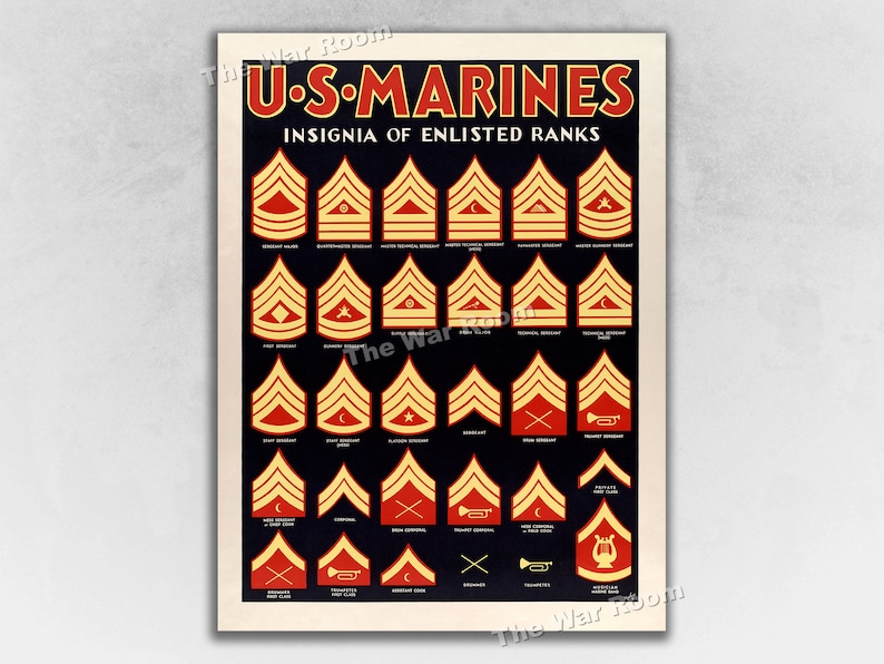 1940s Insignia of Enlisted Ranks WWII Marine Corps War Rank Recruiting ...