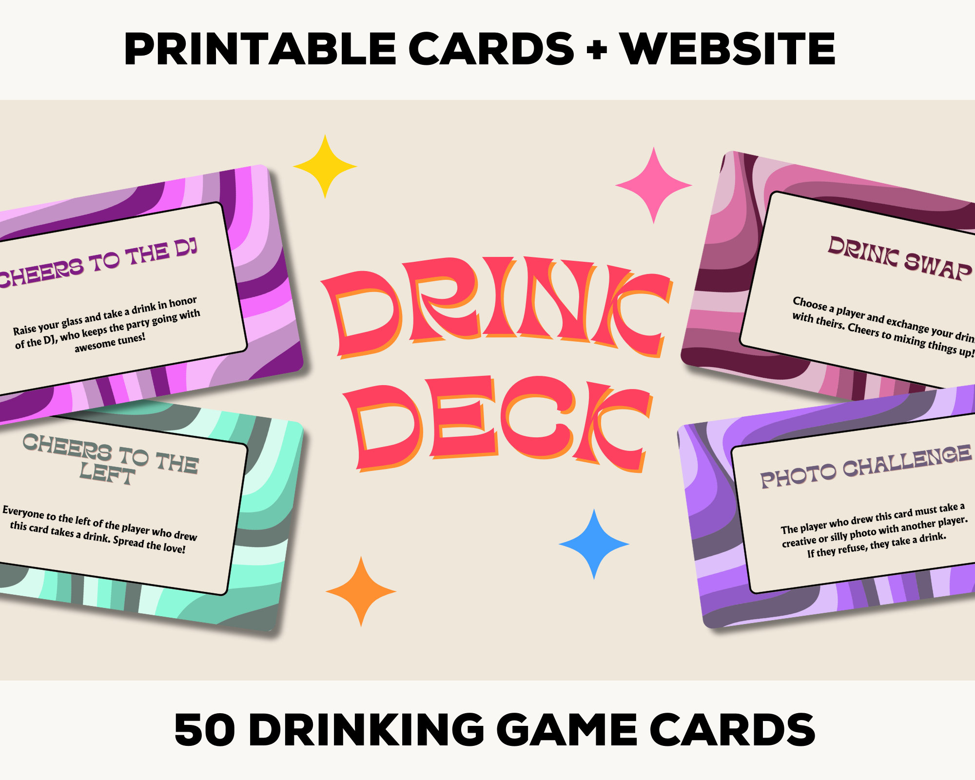 Drink Deck | Drinking Game | Printable Game | Party Game | Web Game | Bachelorette Party - Etsy