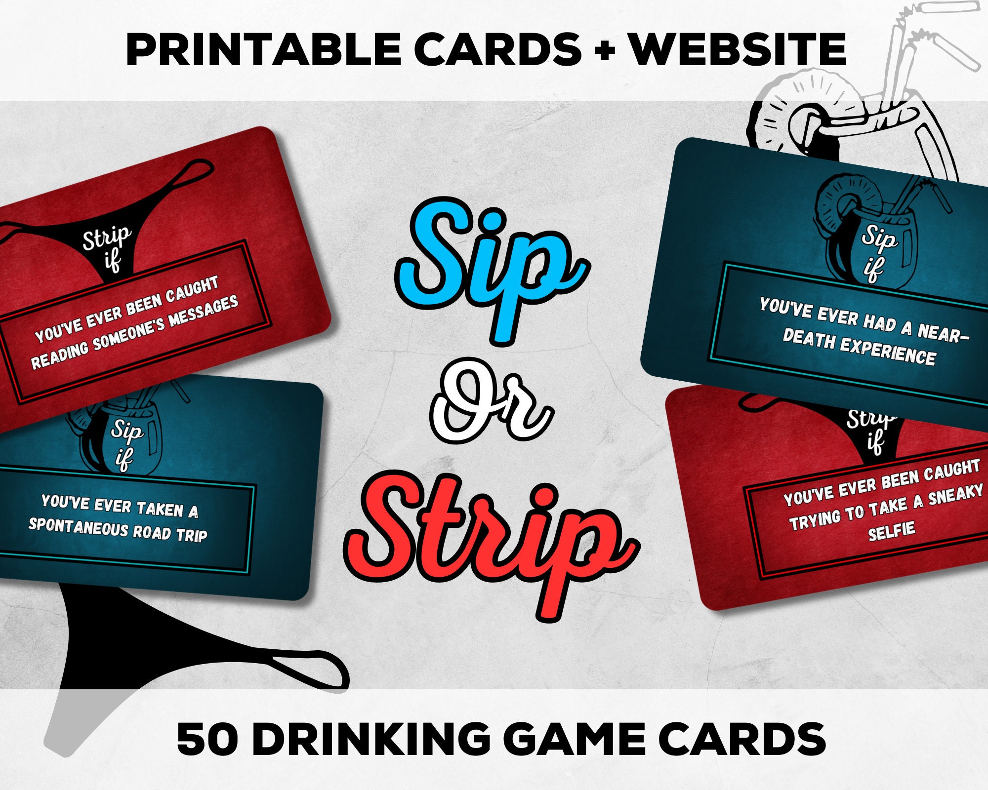 Sip or Strip | Drinking Game | Printable Game | Party Game | Web Game ...