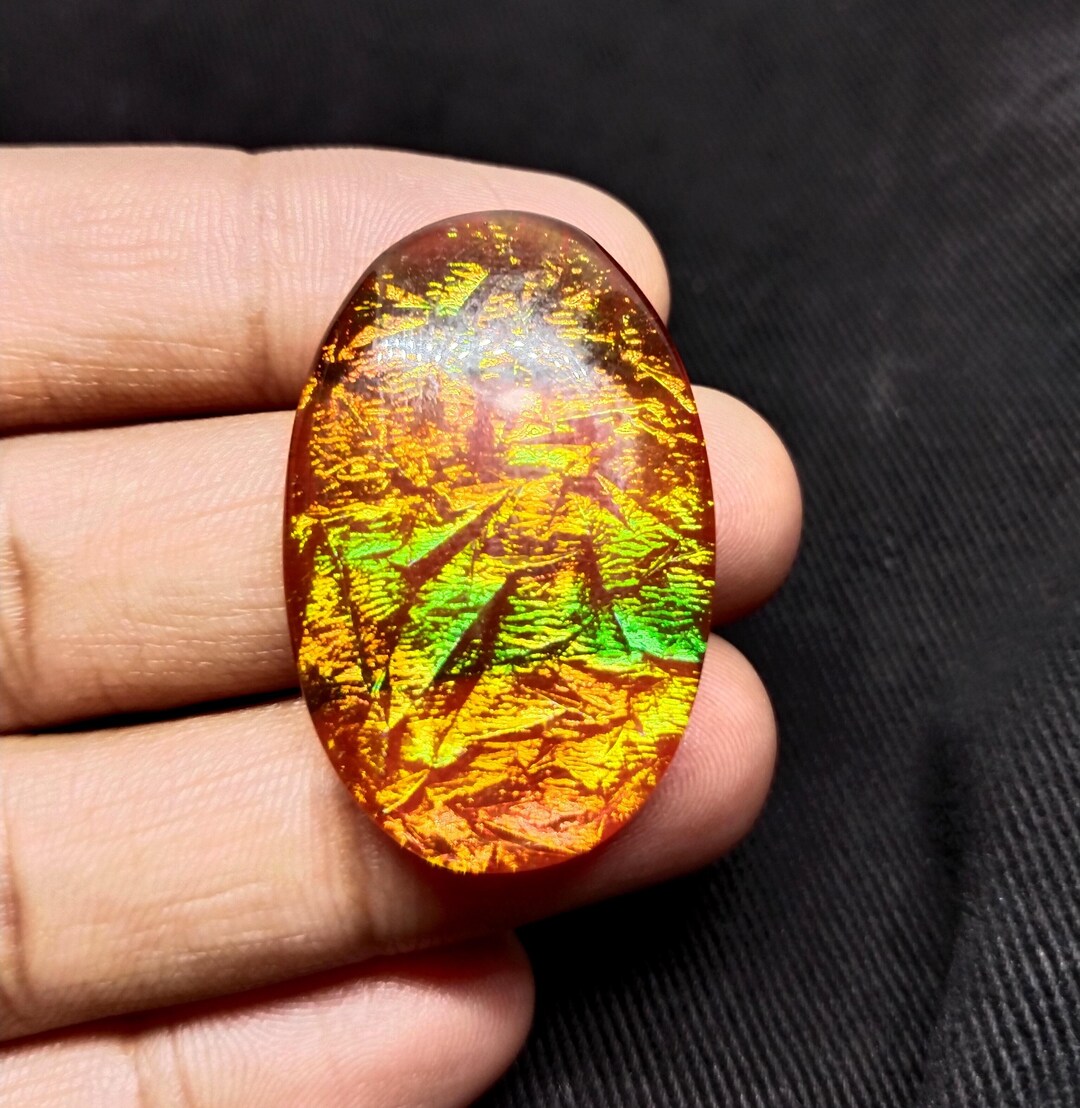 Red Dichroic Glass Cabochons Oval Shape Dichroic Glass Rare Flash Stone ...