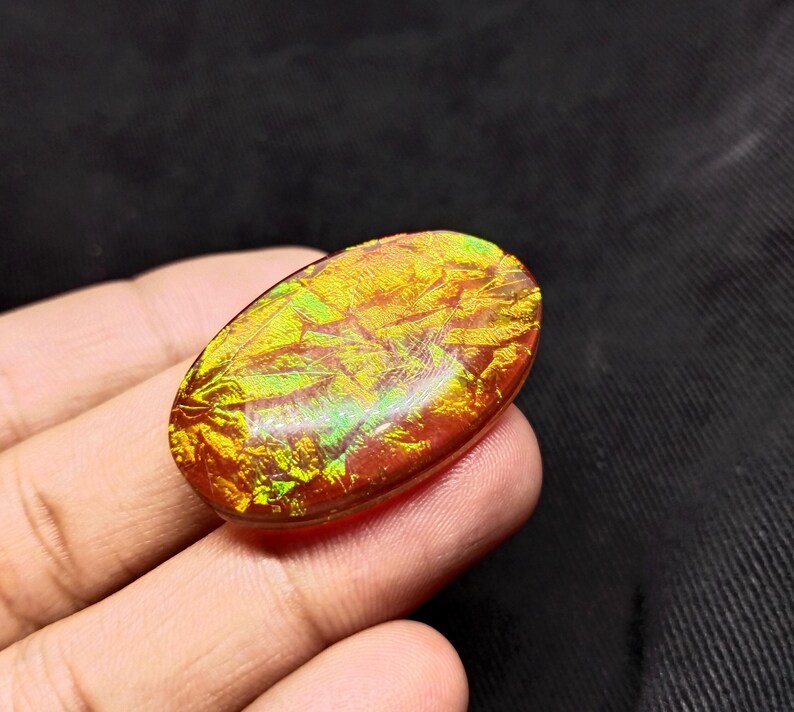 Red Dichroic Glass Cabochons Oval Shape Dichroic Glass Rare Flash Stone ...