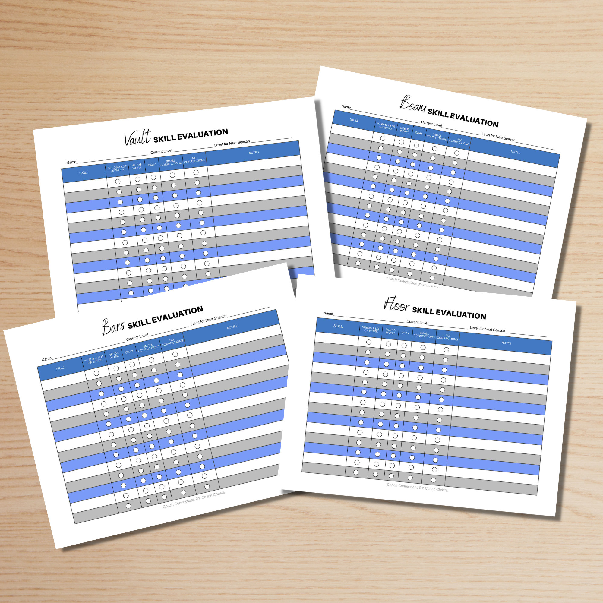 Gymnastics Skill Evaluation Sheet, Skill Evaluation Pack, Gymnastics ...