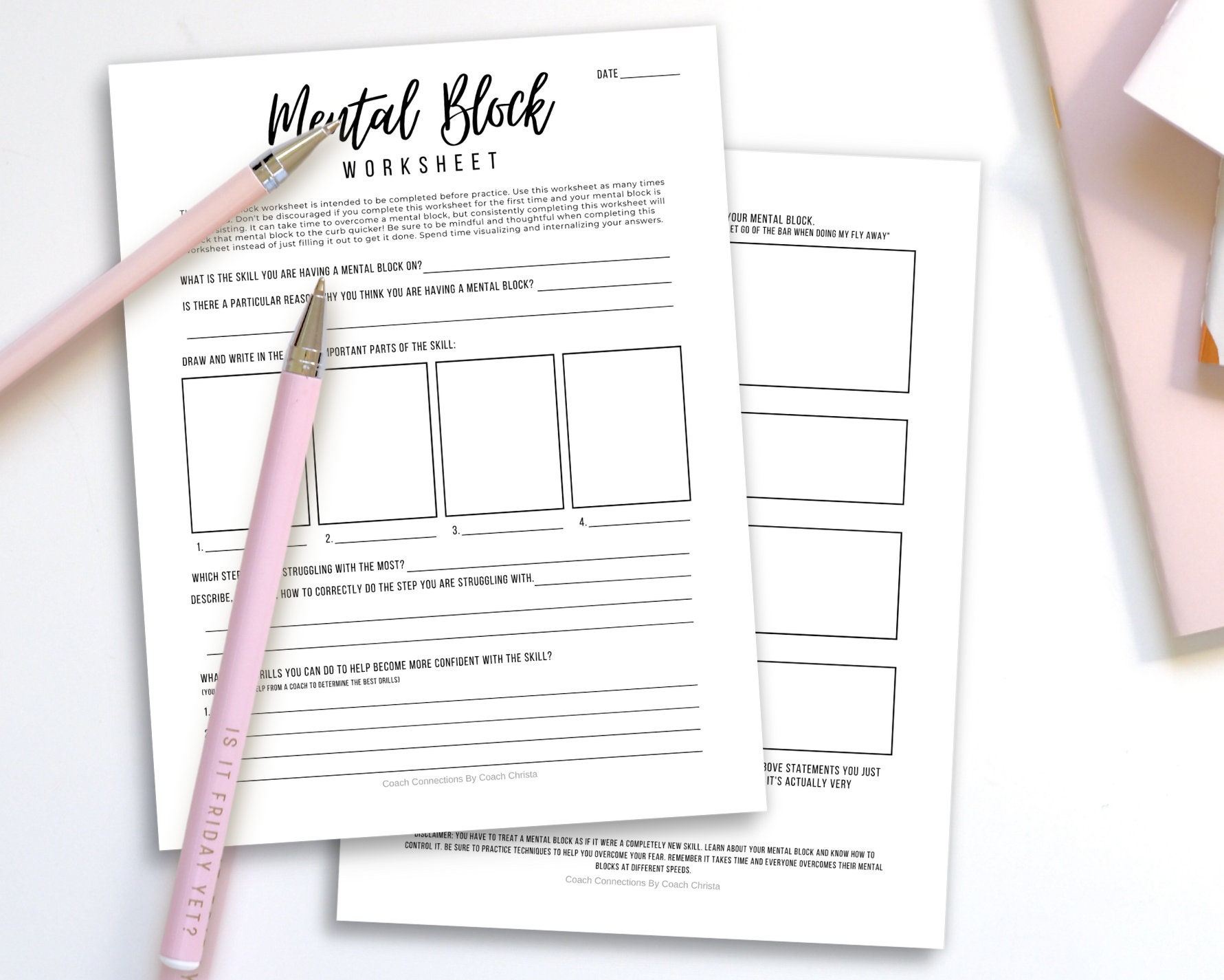 Mental Block Worksheet, Mental Block Journal, Mental Block, Gymnastics ...