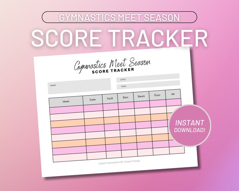 Gymnastics Meet Score Tracker, Meet Score Tracker, Gymnastics Score Book, Meet Score Sheet, Meet ...