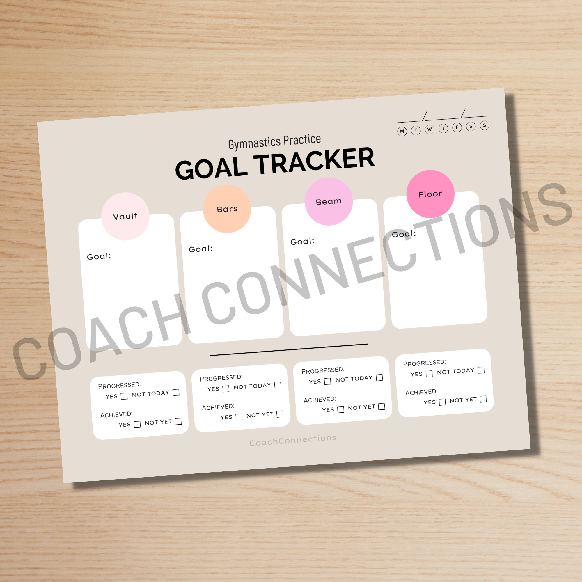 Gymnastics Practice Goal Sheet, Daily Gymnastics Practice Goal Sheet ...