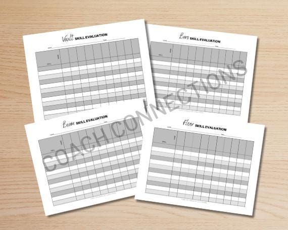 Blank Gymnastics Class Skill Evaluation Sheet, Skill Evaluation Pack ...