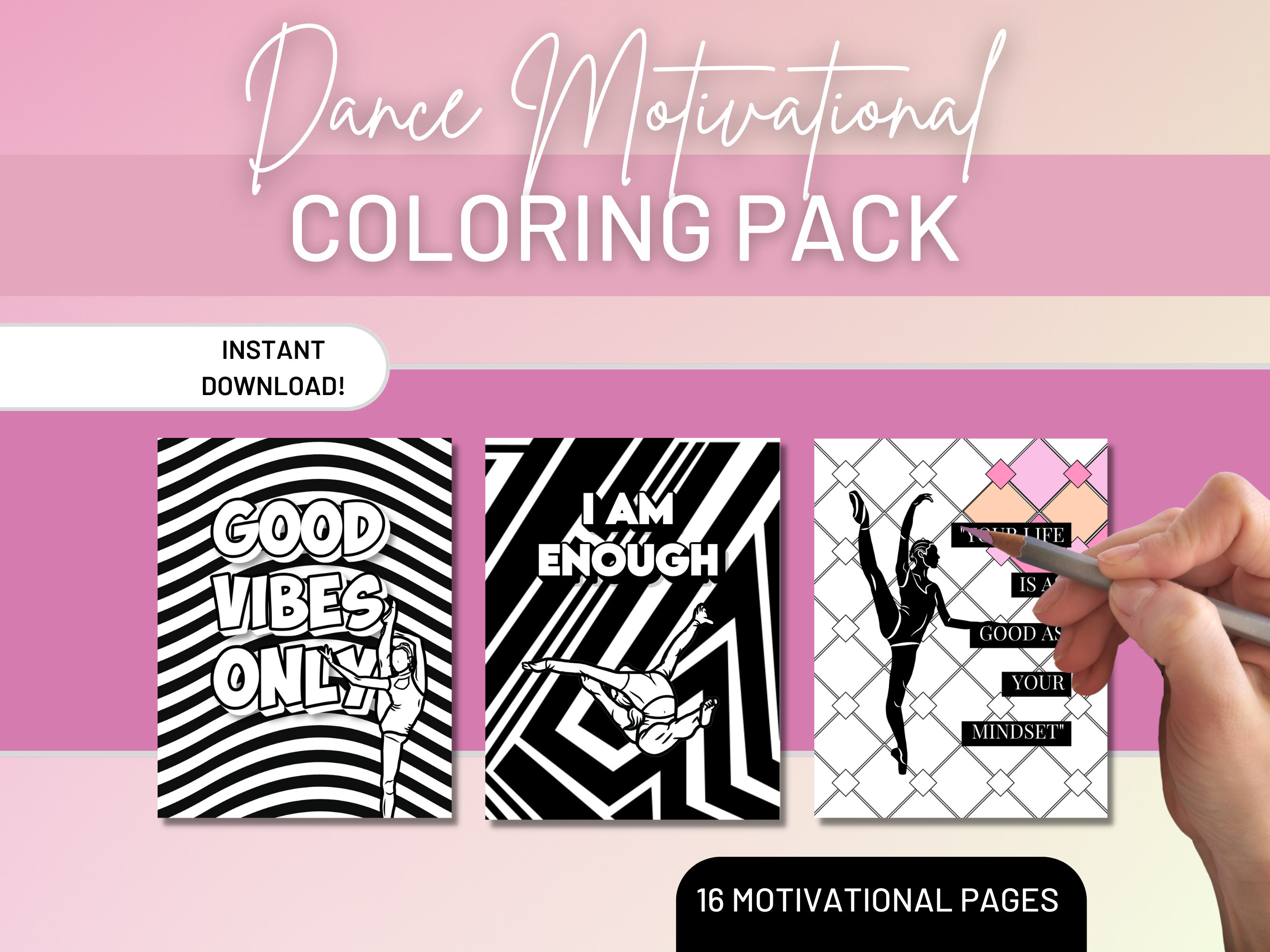Dance Motivational Coloring Pages, Dance Motivational Coloring Pack ...