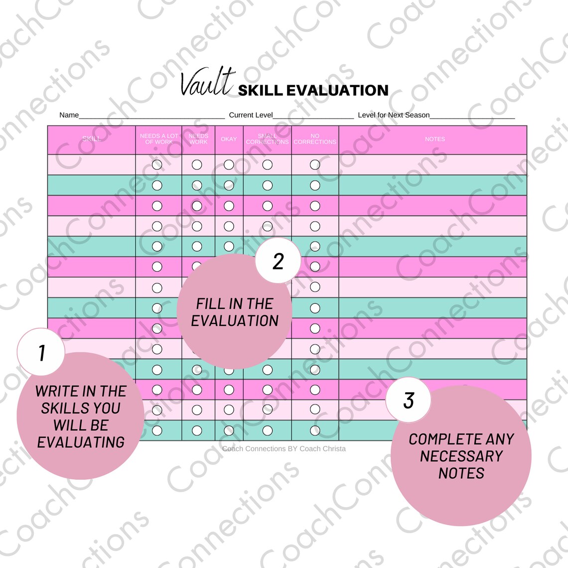 Gymnastics Skill Evaluation Sheet, Skill Evaluation Pack, Gymnastics ...