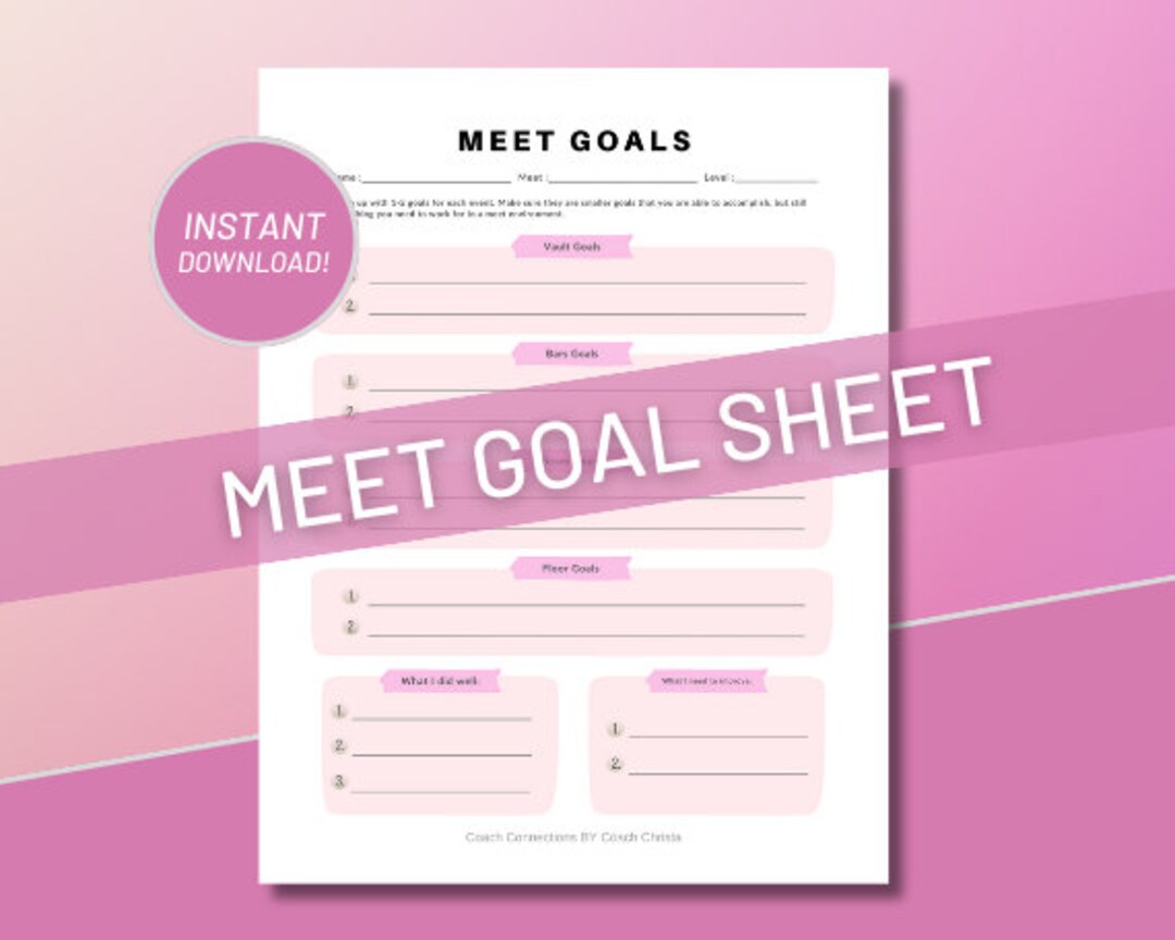 Gymnastics Meet Goal Sheet, Meet Goal Sheet, Goal Sheet for Gymnasts ...