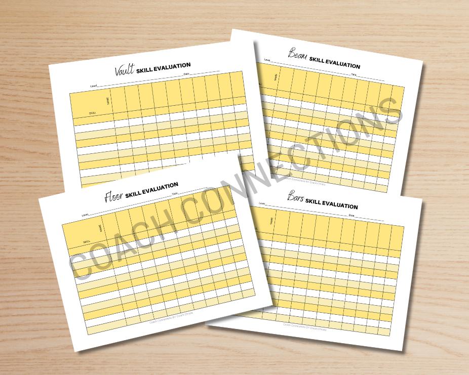 Blank Gymnastics Class Skill Evaluation Sheet, Skill Evaluation Pack ...