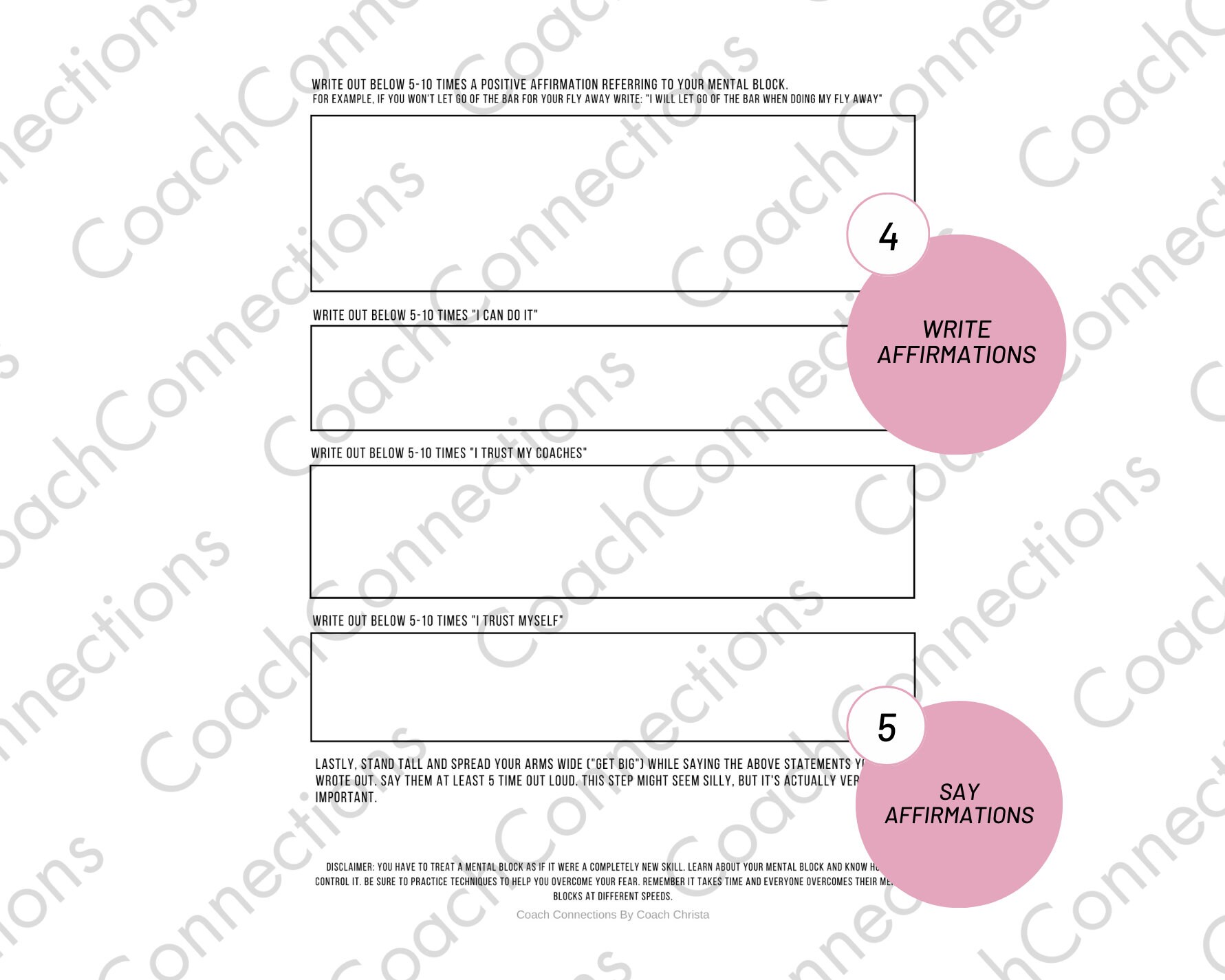 Mental Block Worksheet, Mental Block Journal, Mental Block, Gymnastics ...