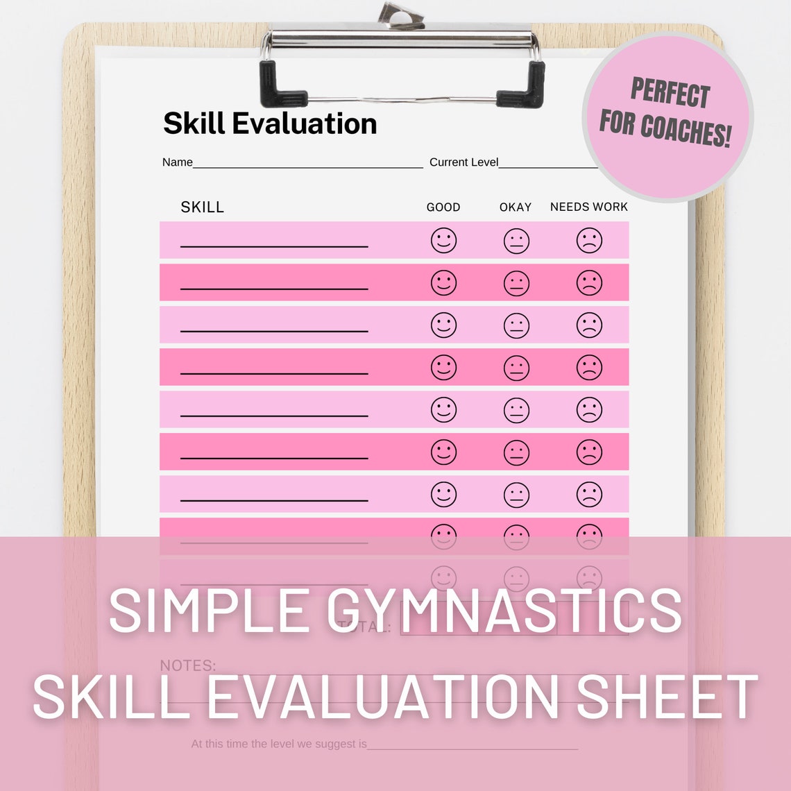 Gymnastics Skill Evaluation Sheet Gymnastics Evaluation - Etsy