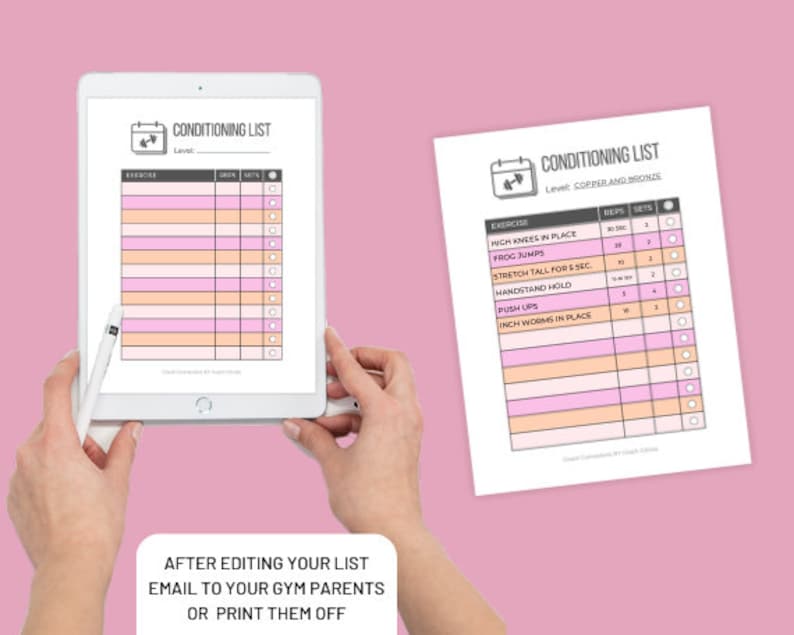 Gymnastics Vacation Conditioning List PLR, Gymnastics Absent ...