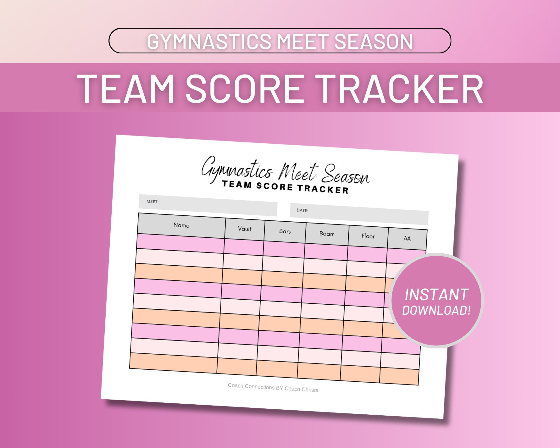 Gymnastics Team Meet Score Tracker, Team Score Tracker, Gymnastics ...