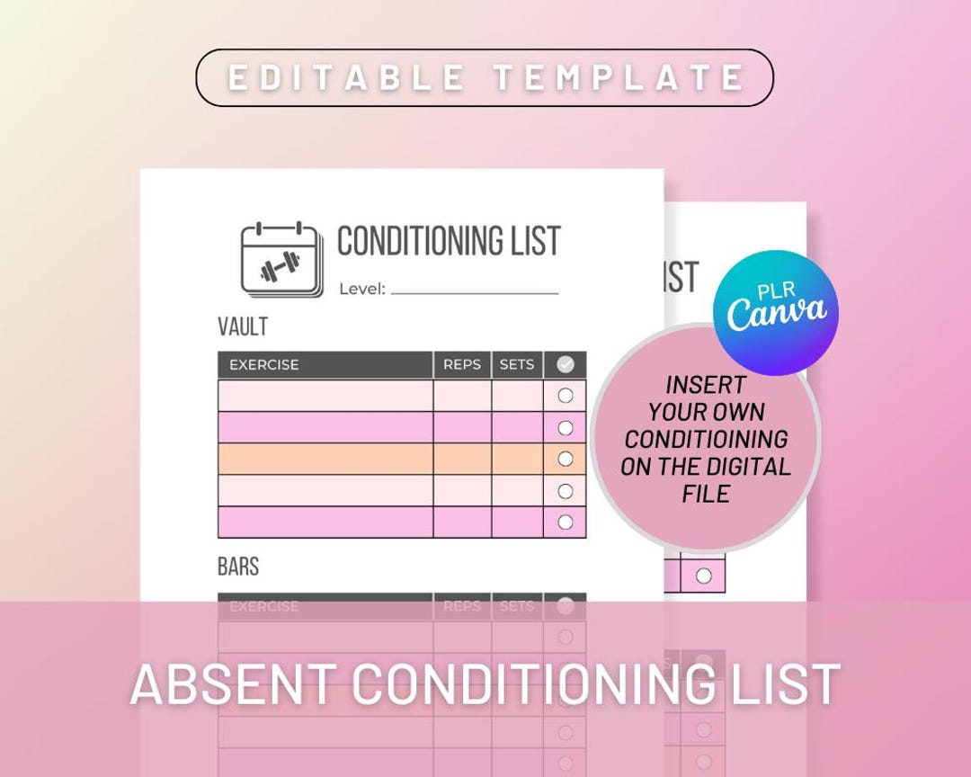 Gymnastics Vacation Conditioning List PLR, Gymnastics Absent ...