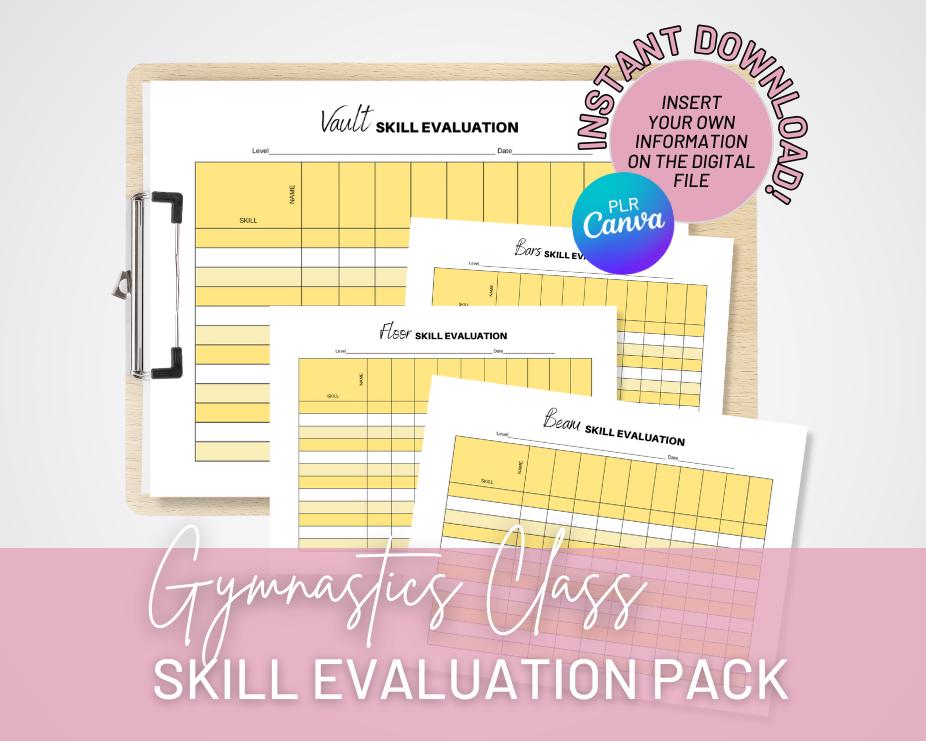 Blank Gymnastics Class Skill Evaluation Sheet, Skill Evaluation Pack Template, Gymnastics ...