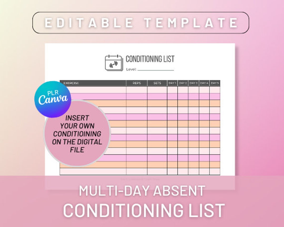 Gymnastics Multi-day Vacation Conditioning List PLR, Multi-day ...